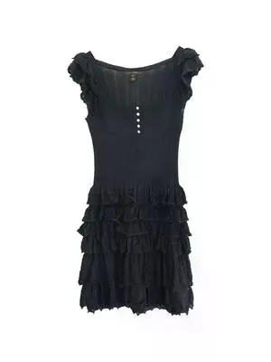 LOUIS VUITTON 2011 Ruffled Tiered Mini Dress - Black