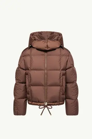 Moncler Legerete Square-quilted Hooded Short Down Jacket - Brown