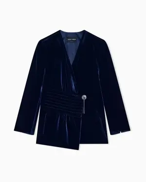 Giorgio Armani Blazer Velvet With Asymmetrical Closure And Leather Tassels