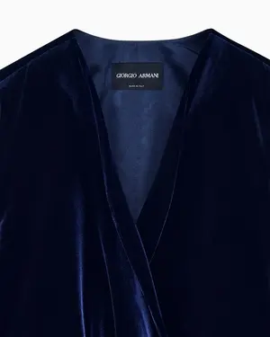 Giorgio Armani Blazer Velvet With Asymmetrical Closure And Leather Tassels