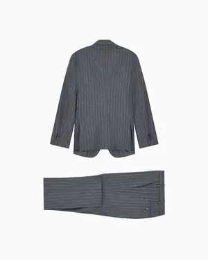 Giorgio Armani Single-breasted Suit In Pinstriped Wool Flannel