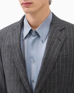 Giorgio Armani Single-breasted Suit In Pinstriped Wool Flannel