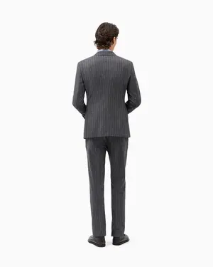 Giorgio Armani Single-breasted Suit In Pinstriped Wool Flannel