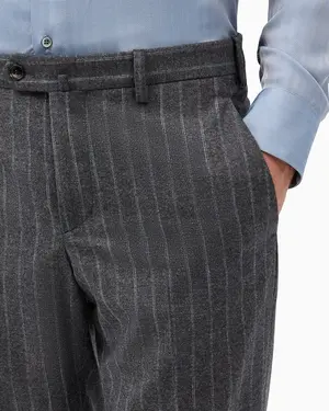 Giorgio Armani Single-breasted Suit In Pinstriped Wool Flannel