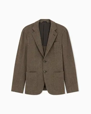 Giorgio Armani Single-breasted Upton Jacket In Wool With Chevron Motif