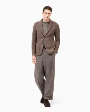 Giorgio Armani Single-breasted Upton Jacket In Wool With Chevron Motif