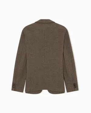 Giorgio Armani Single-breasted Upton Jacket In Wool With Chevron Motif