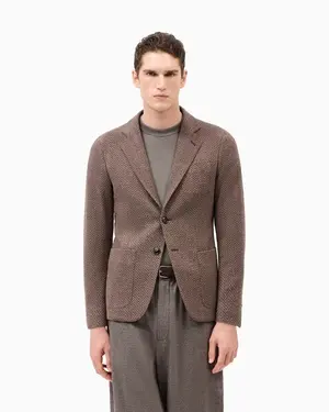 Giorgio Armani Single-breasted Upton Jacket In Wool With Chevron Motif