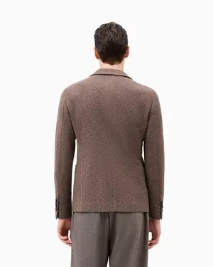 Giorgio Armani Single-breasted Upton Jacket In Wool With Chevron Motif