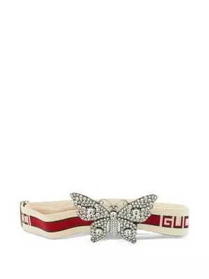 Gucci Crystal-embellished Butterfly Belt - Neutrals
