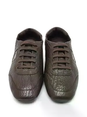 FERRAGAMO Gancio Leather Sneakers - Brown