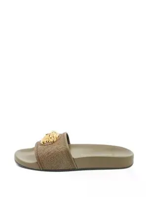 Versace Palazzo Logo-pattern Slides - Brown