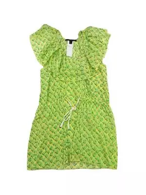 LOUIS VUITTON Leopard-print Ruffled Mini Dress - Yellow