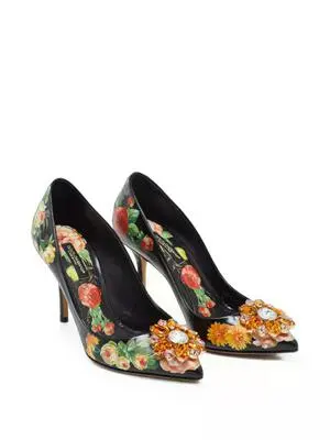 Dolce & Gabbana Bellucci Floral-print Heeled Pumps