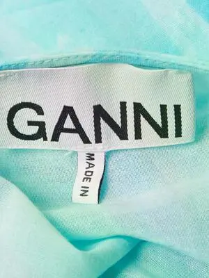 GANNI Marble-print Side-tie Midi Dress