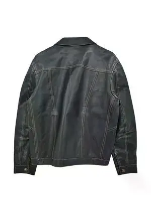 Gucci Contrast-stitch Leather Jacket