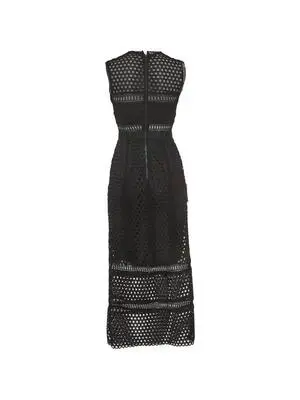 SELF-PORTRAIT Lace Sleeveless Flared Midi Dress