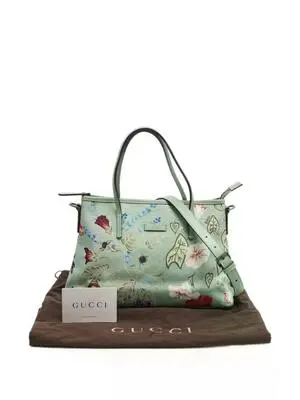 Gucci Floral-print Leather-trim Tote Bag