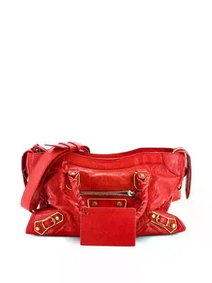 Balenciaga City Classic Metallic Edge Bag Leather Small Satchel Red