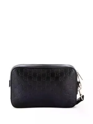 Gucci Wristlet Guccissima Leather Clutch Bag - Black