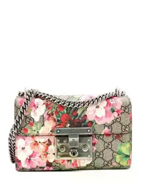 Gucci Padlock Blooms Print Gg Coated Canvas Small Shoulder Bag - Brown
