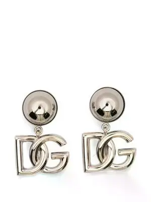 Dolce & Gabbana Dg-logo Drop Earrings - Silver