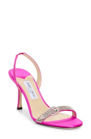 JIMMY CHOO Jenn Crystal Slingback Sandal - Fuchsia/crystal