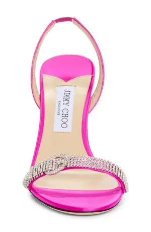 JIMMY CHOO Jenn Crystal Slingback Sandal - Fuchsia/crystal