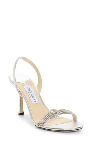 JIMMY CHOO Jenn Crystal Slingback Sandal - Silver/crystal