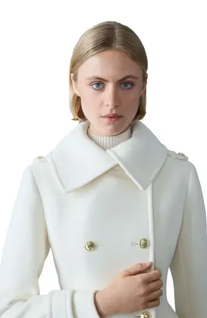 Mackage Elodie-r Double Breasted Wool Blend Coat - Cream