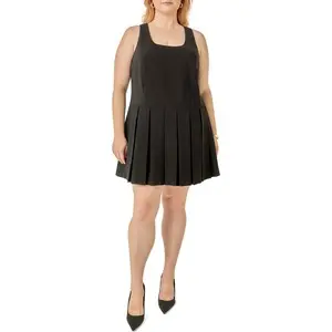 English Factory U-neck Pleated Sleeveless Minidress