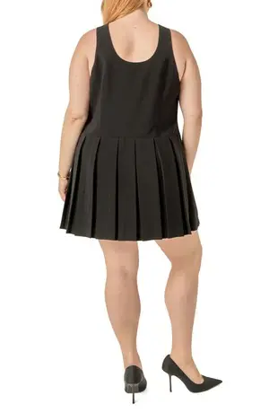 English Factory U-neck Pleated Sleeveless Minidress