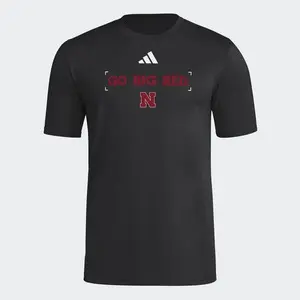 Adidas Nebraska Huskers Locker Slogan Football Pre-game T-shirt - Black