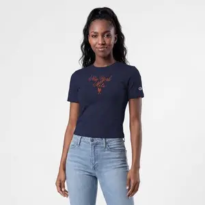 Champion New York Mets Soft-touch Fitted Cropped T-shirt - Navy
