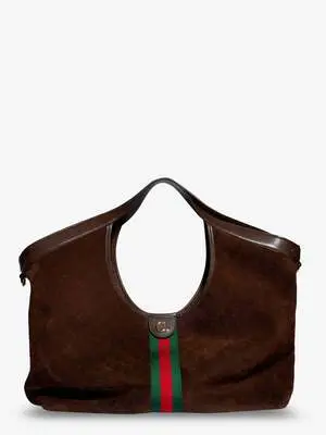 Gucci Giglio Perforated Suede Shopping Bag - Brown