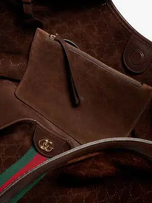Gucci Giglio Perforated Suede Shopping Bag