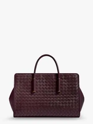 Bottega Veneta Small Leather Tote Bag With Intrecciato Motif - Red