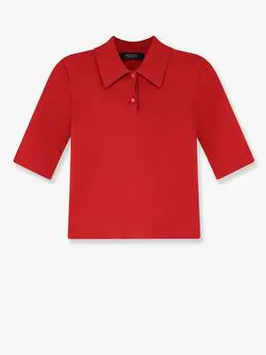 Gucci Fine Stretch Silk Knit Polo Shirt - Red