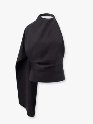 RÓHE Draped Wool Top - Black