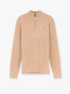 Polo Ralph Lauren Cable Knit Cotton Sweater With Zip - Beige