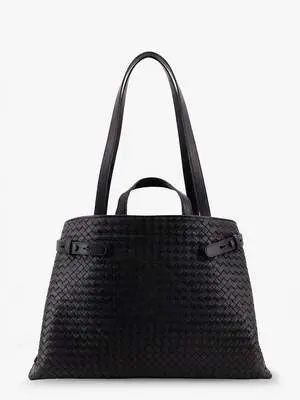 Bottega Veneta Intreccio Leather Shoulder Bag - Black