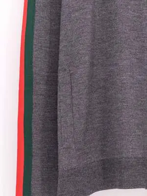 Gucci Fine Wool Cardigan With Full Zip And Web Stripe
