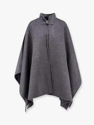 RÓHE Wool Cape With Toggle - Grey