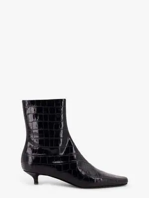TOTEME Pointedtoe Ankle Boots With Crocodile Effect - Black