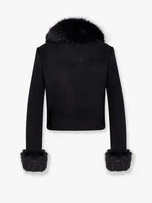 SELF-PORTRAIT Wool Blend Blazer With Faux Fur Details