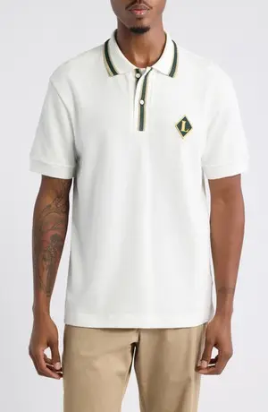 Lacoste Made In France Classic Fit Badge Accent Polo - Flour