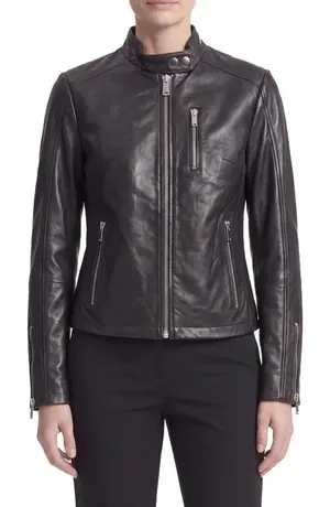 SEBBY Leather Racing Jacket - Black