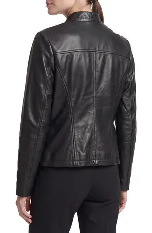 SEBBY Leather Racing Jacket - Black