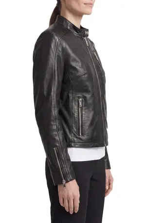 SEBBY Leather Racing Jacket - Black