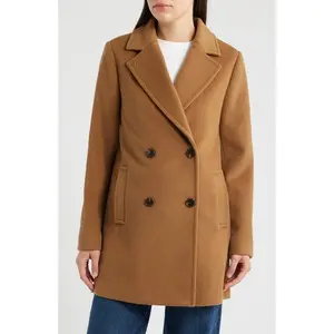 Calvin Klein Wool Blend Peacoat - Dark Camel